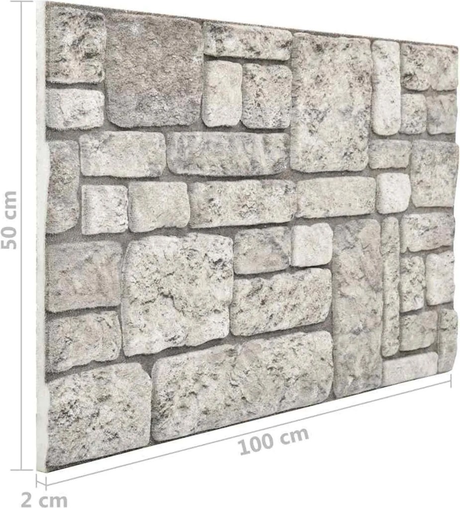 Nástěnné panely 10 ks 100 x 50 cm Šedá EPS pěna 332929