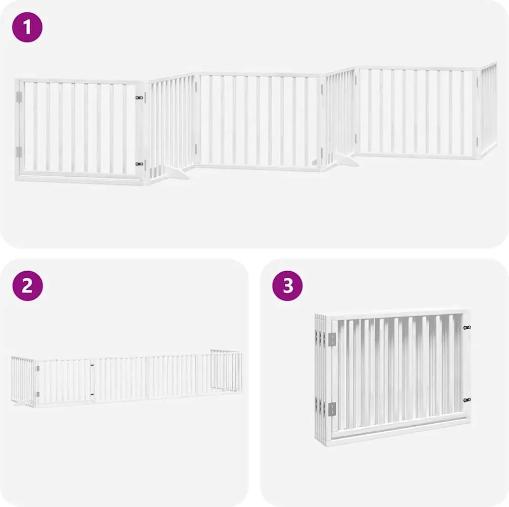 Zábrana pro psy s dvířky skládací 6 panelů bílá 480 cm topol 3155561