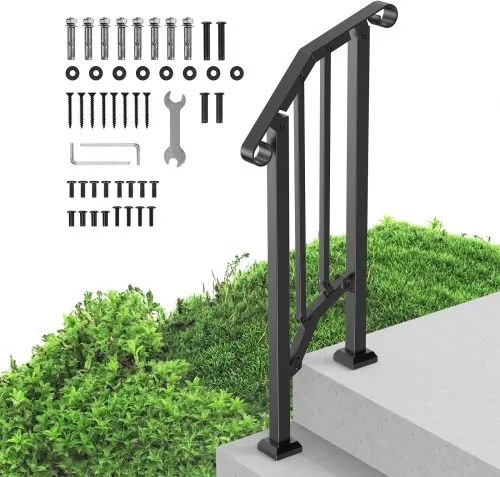 1-2stupňová madla pro venkovní použití pro seniory Veranda Deck Retro Arch Černá