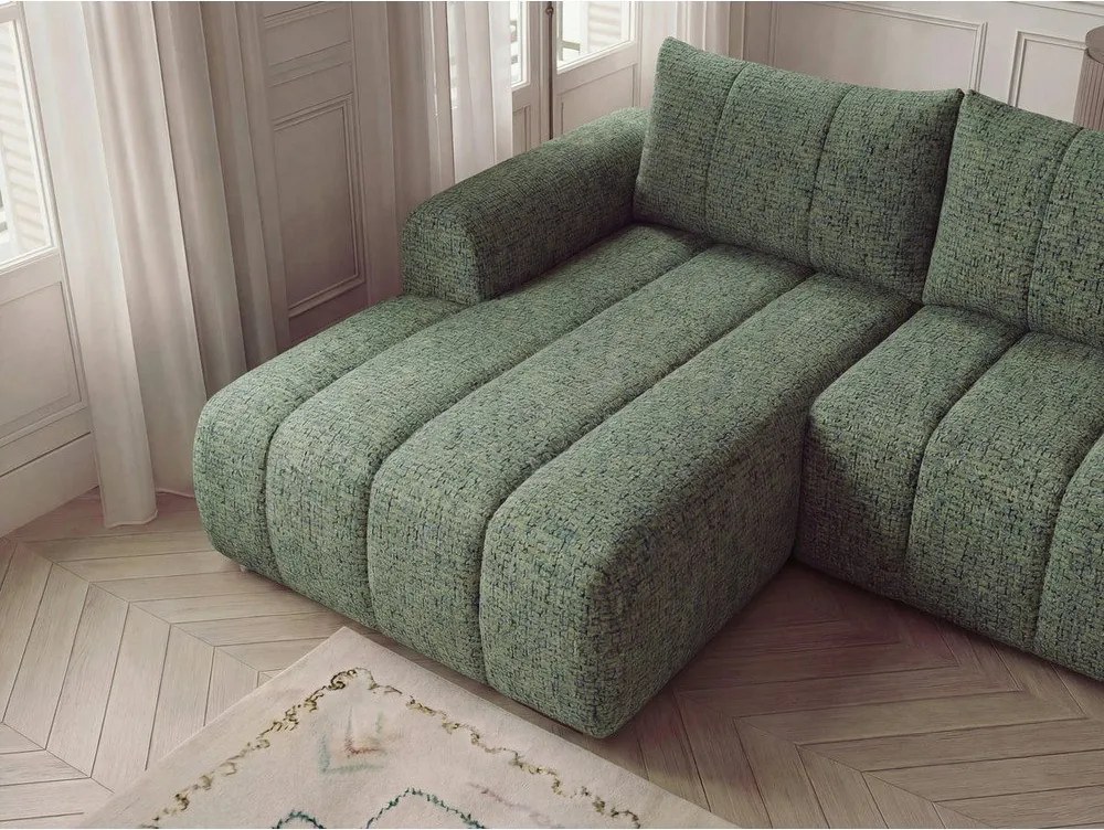 Zelená rohová pohovka (levý roh/s lenoškou) Nesty – Bobochic Paris