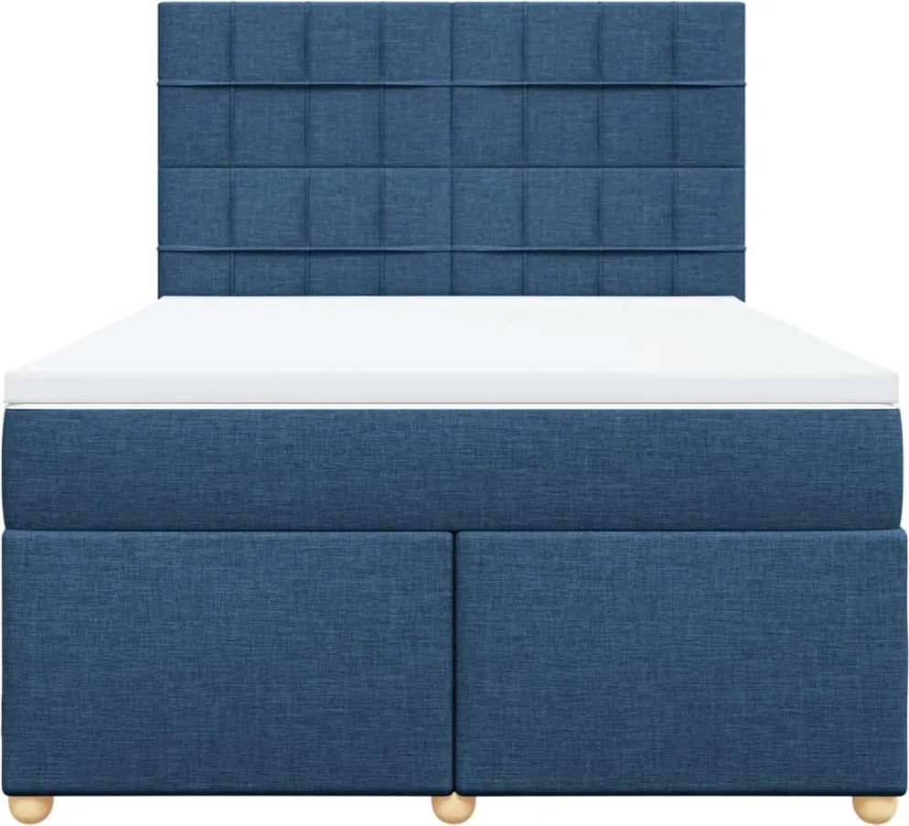 Box spring postel s matrací modrá 140x200 cm textil 3291309