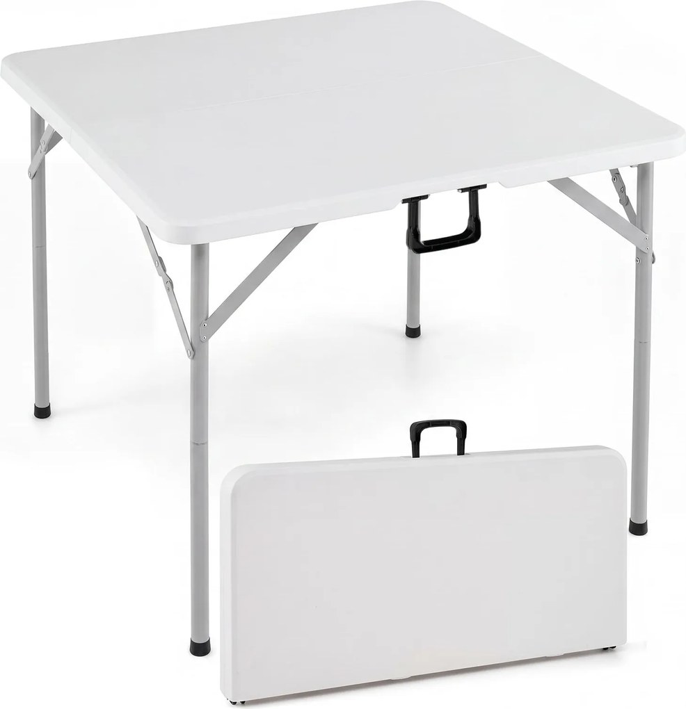 Costway Skládací stůl čtvercový skládací s kovovým rámem – 86 – 86 × 86 × 75 cm