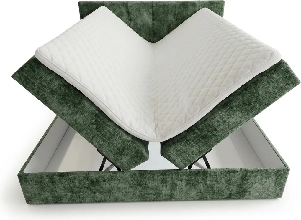 Čalouněná postel boxspring DIRELIS VIBE 180x200 cm tmavě zelená Matrace: Matrace Bonell pružinová