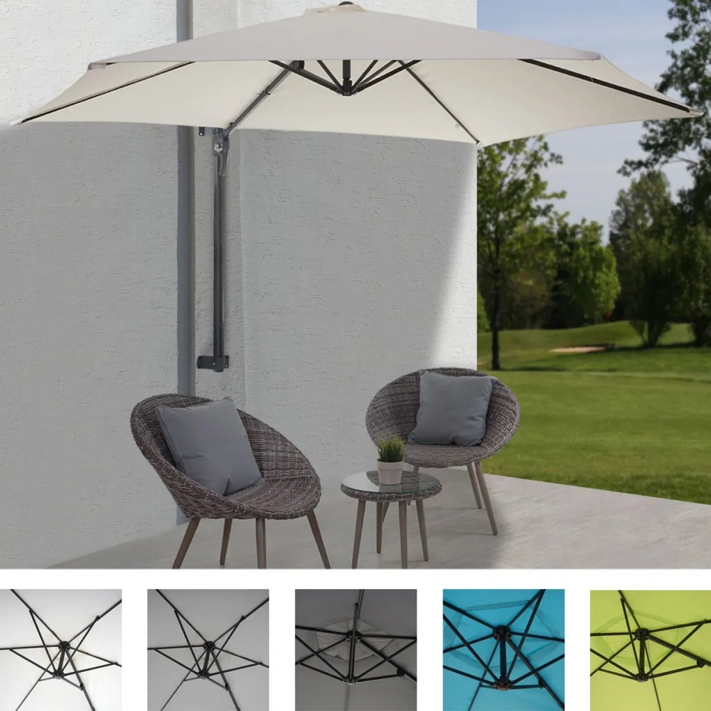 Nástěnný slunečník Casoria 3 m polyester hliník/ocel - levandulově červená