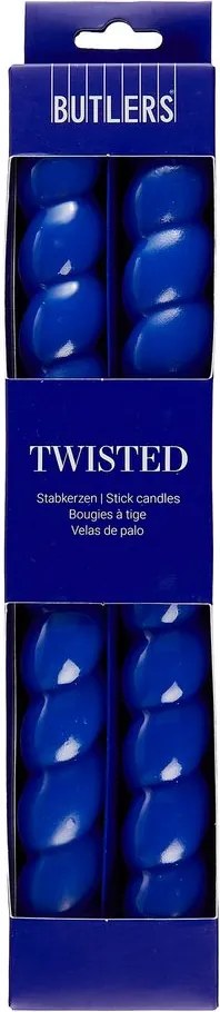 TWISTED Sada lesklých svíček 2 ks 25,5 cm - modrá