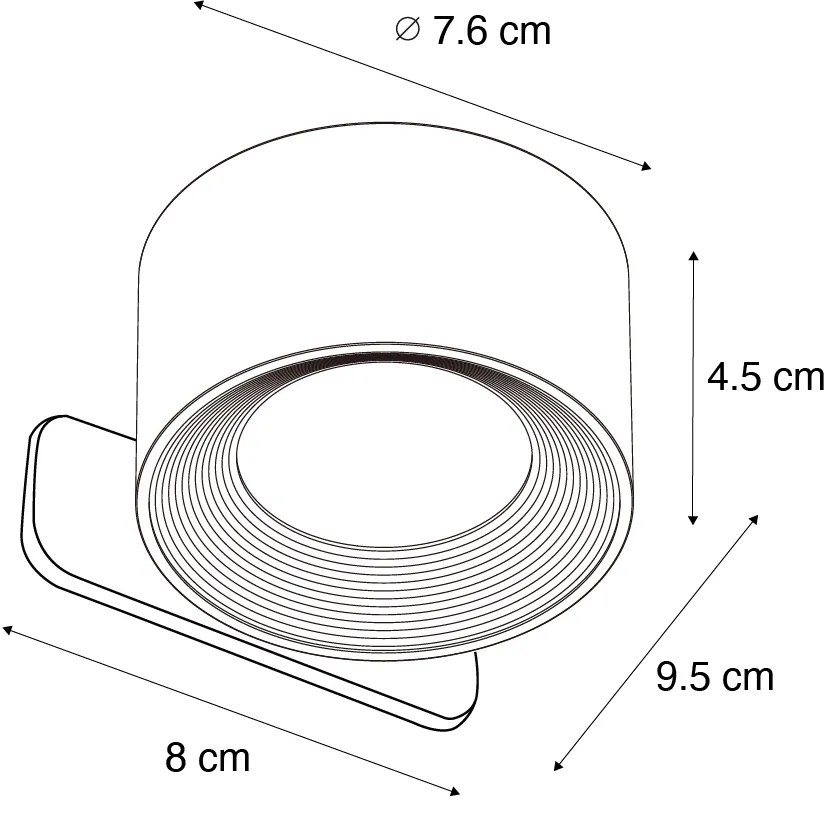 Sada 4 moderních nástěnných a stropních svítidel černá vč. LED dobíjecí - Bright