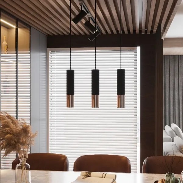 Sollux SL.0946 - Lustr na lanku LOOPEZ 1xGU10/10W/230V černá/měď