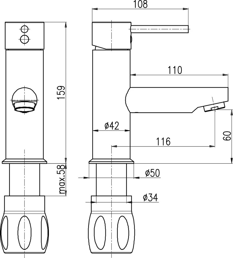 Slezák - RAV Umyvadlová baterie bez výpusti SEINA - SE926.xMGL, Metal grey lesk Připojovací hadičky - závit: 3/8"