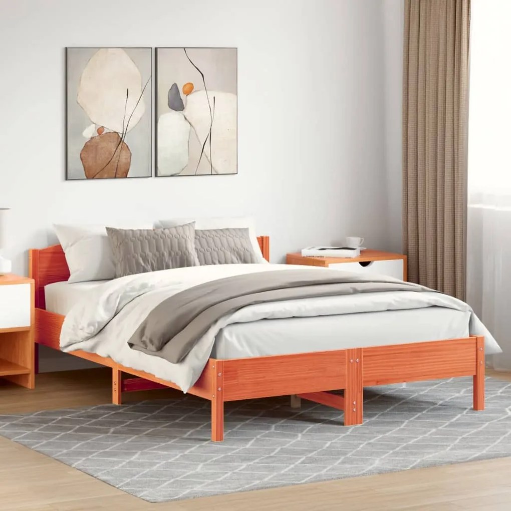 Postel bez matrace voskově hnědá 150 x 200 cm masivní borovice 3216199