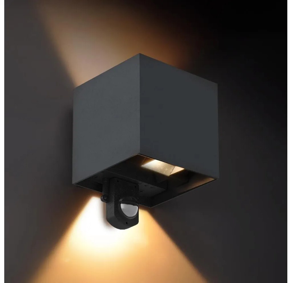 Brilagi - LED Venkovní nástěnné svítidlo se senzorem CUBE LED/6W/230V antracit