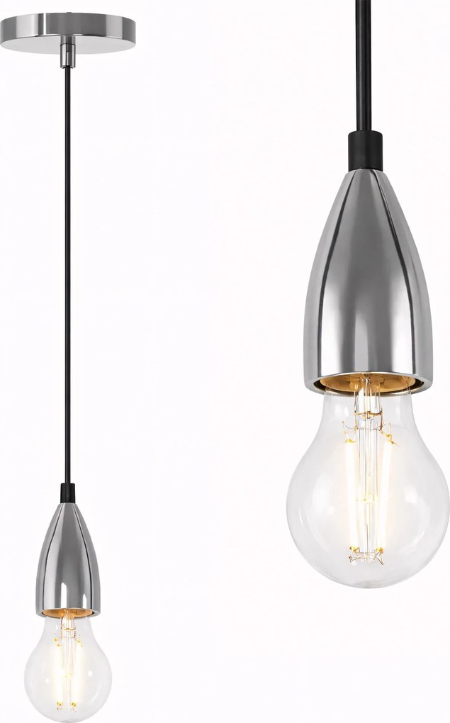 Toolight Rea, Stropní lampa závěsná Chrome držák žárovky APP358-1CP, OSW-08424