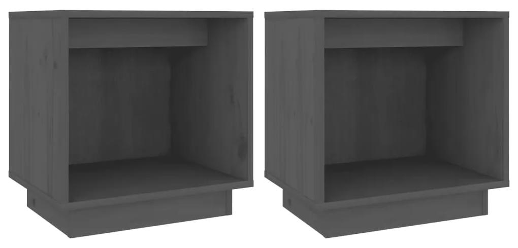 Noční stolky 2 ks šedé 40 x 30 x 40 cm masivní borové dřevo - Default Title