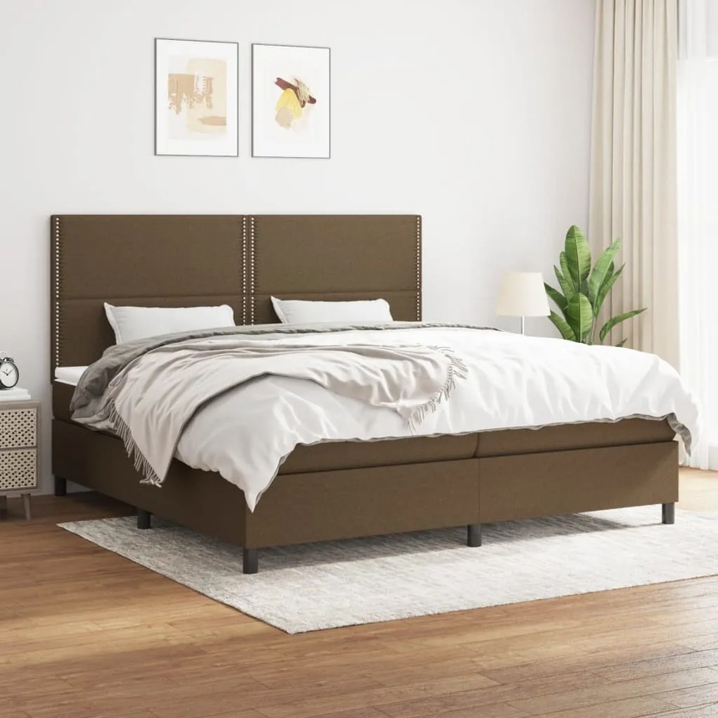 Box spring postel s matrací tmavě hnědá 120x190 cm textil