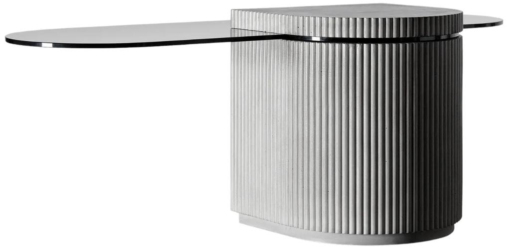 OnaDnes -20% Šedý betonový konferenční stolek Lyon Béton Strut 120 x 60 cm se skleněnou deskou