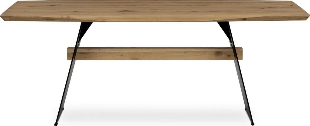 Autronic Stůl jídelní, 200x100 cm,masiv dub, zkosená hrana, kovová noha, černý lak DS-M200 DUB