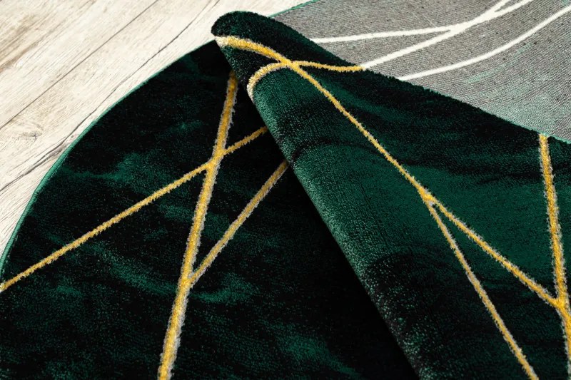 Dywany Łuszczów, Kusový koberec Emerald 1022 green and gold kruh, 200x200 (průměr) kruh, zelená, ložnice
