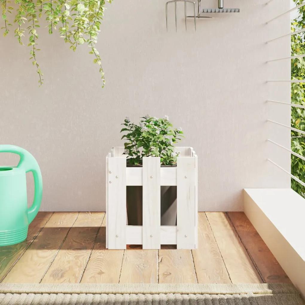 Zahradní truhlík plotový design bílý 30x30x30 cm masiv borovice - Default Title