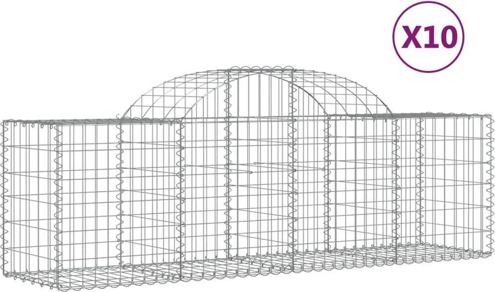 Klenuté gabionové koše 10 ks 200x50x60/80 cm pozinkované železo 3146286