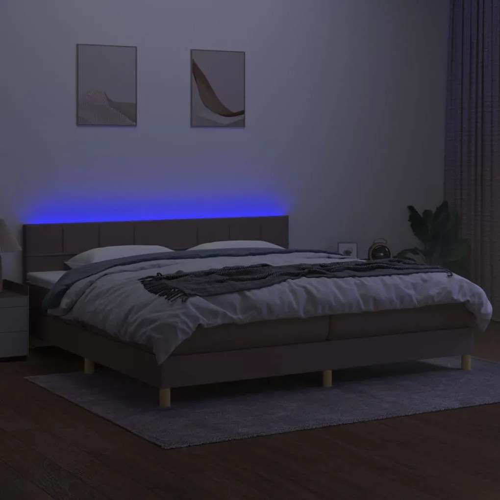 Box spring postel s matrací a LED taupe 200x200 cm textil 3133745