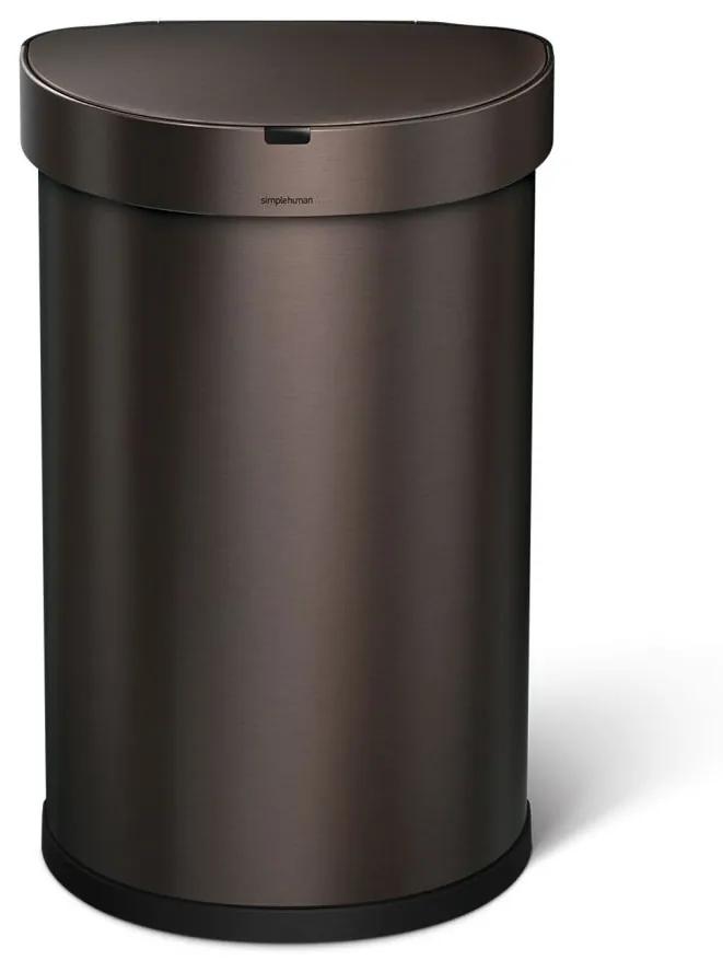 Bezdotykový odpadkový koš Simplehuman - 45 l, půlkulatý, DARK BRONZ ocel, kapsa na sáčky