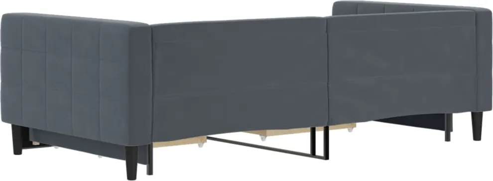 Válenda s přistýlkou a zásuvkami tmavě šedá 100 x 200 cm samet 3196747