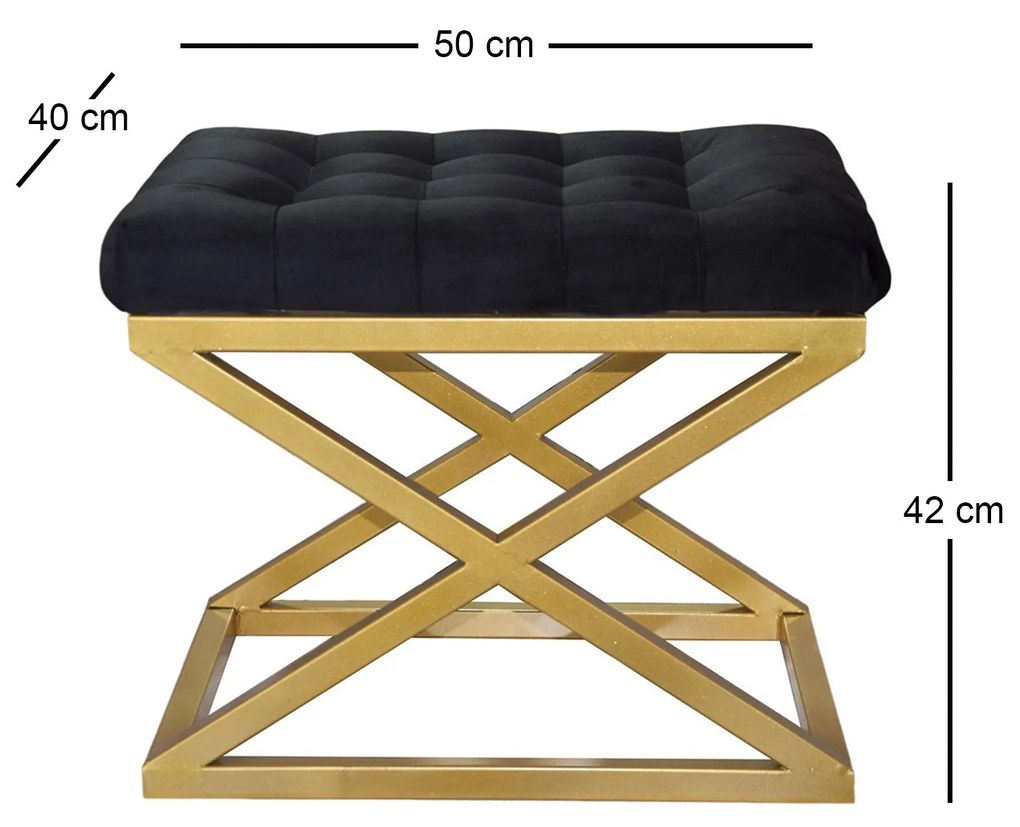 Atelier del Sofa Taburet Capraz - Gold, Black, Zlatá, Černá