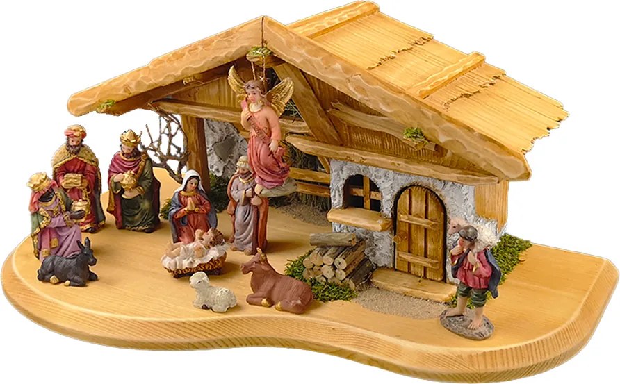 AMADEA Dřevěný betlém BEZ FIGUREK 45 cm