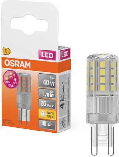 Krokově stmívatelná LED žárovka OSRAM G9 4W 2700K 470 LM