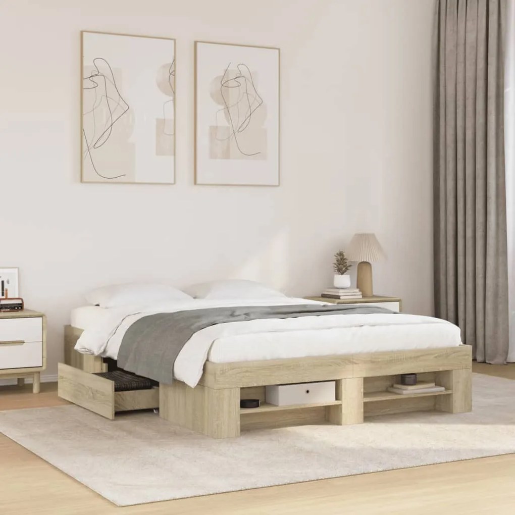 Rám postele bez matrace dub sonoma 120x190 cm kompozitní dřevo 3295515