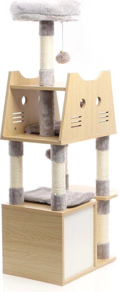 Škrabadlo pro kočky fudajo – 126 cm, Dřevo (64246)
