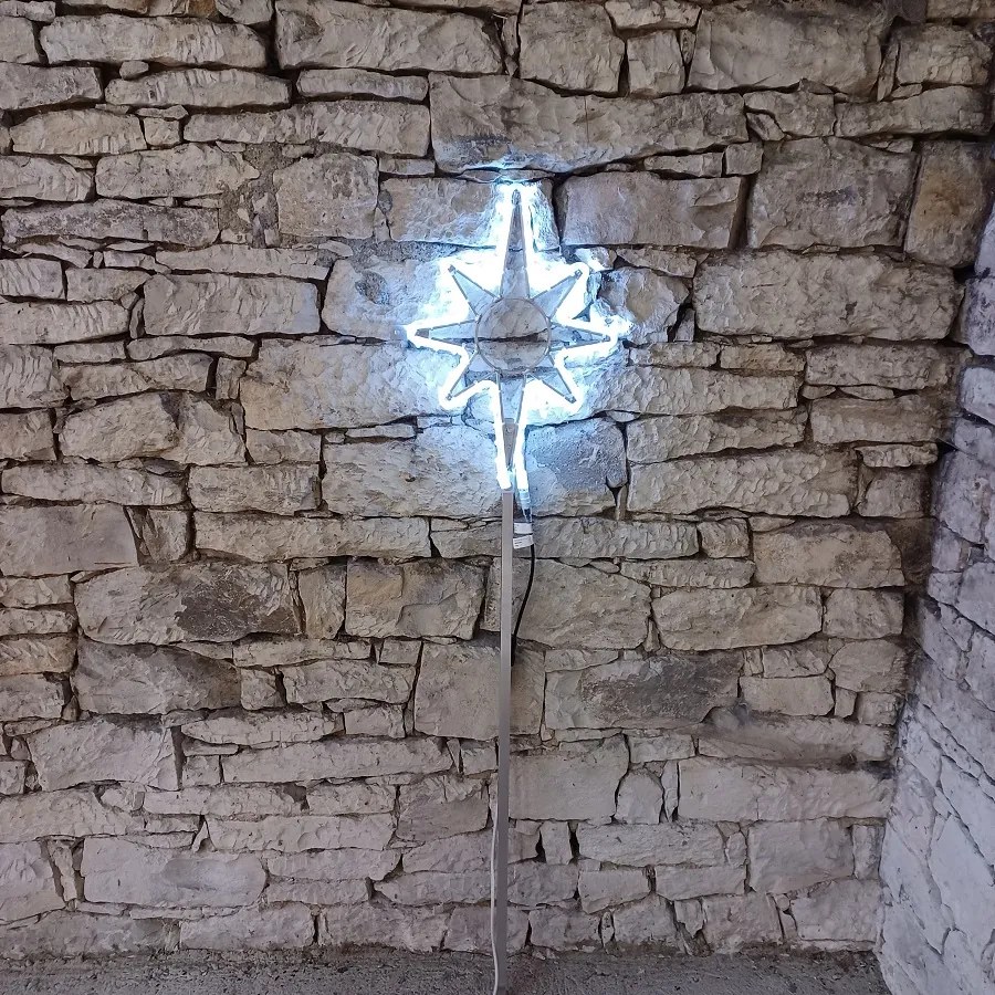 Easy Fix 2D LED světelná hvězda na vrchol stromu, 80 × 120 cm, ledově bílá, hliník