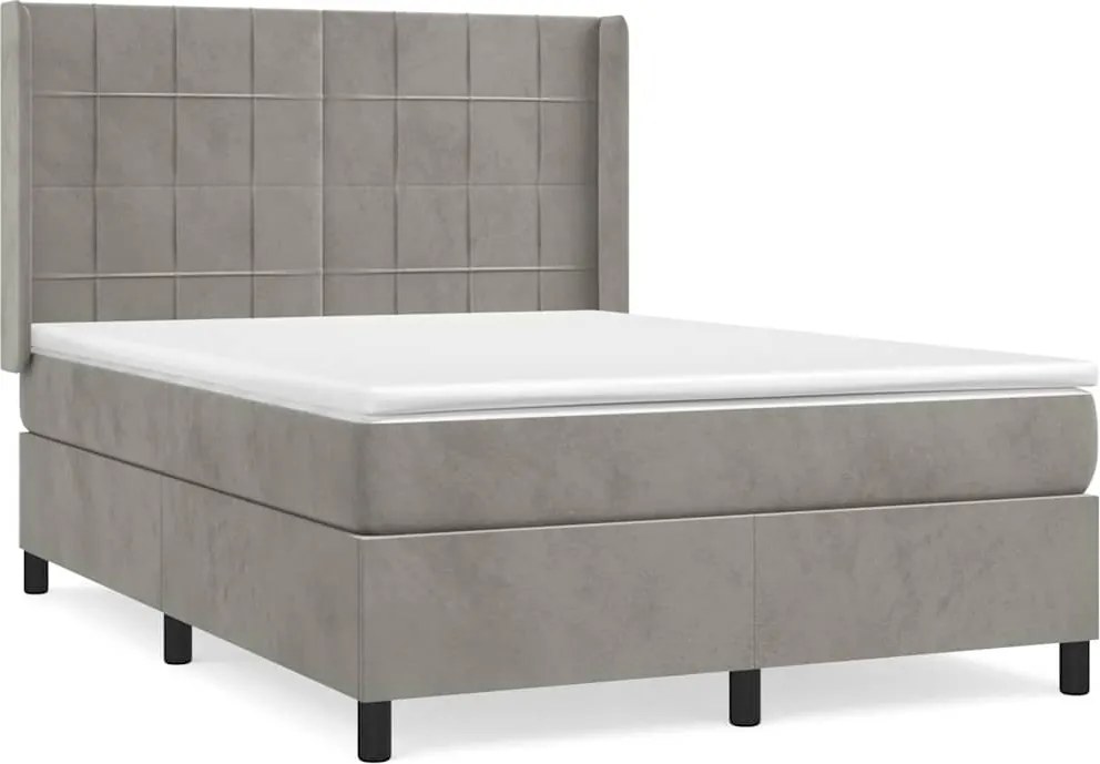 Box spring postel s matrací světle šedá 140x200 cm samet 3132681