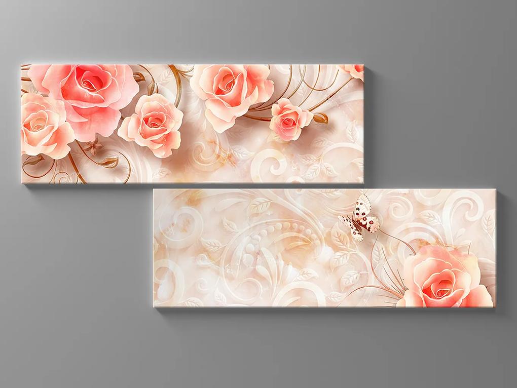 Liox Abstraktní obraz květy růže Rozměr: 100 x 50 cm