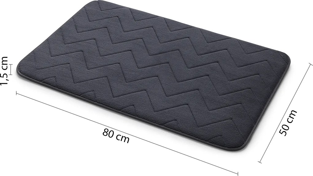 Gedy Gedy, MOUSSE koupelnová předložka, 50x80 cm, 100% polyester, protiskluz, antracit, 96MS508085
