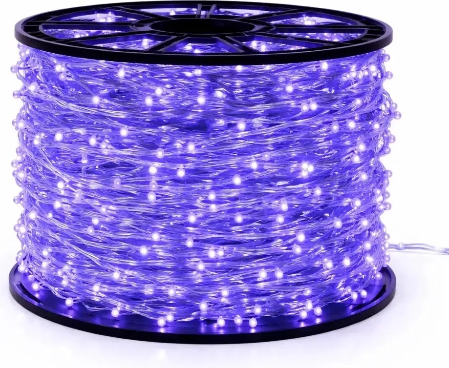 Easy Fix LED světelný řetěz, 100 m, modrý, 2000 diod, bílý kabel, IP67, cívka