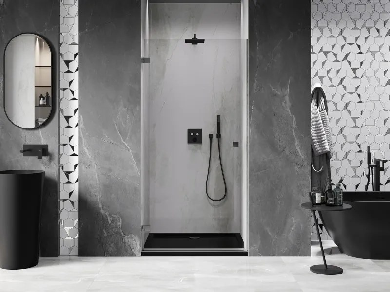 Mexen Lunar-B sprchové dveře otočné levé 95 cm, transparentní, kartáčovaná gun gray - 832-095-000-66-00-L