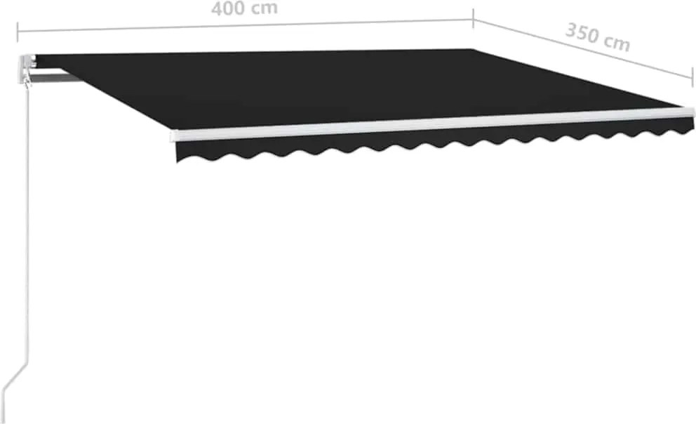 Ručně zatahovací markýza s LED světlem 400 x 350 cm antracitová 3068984