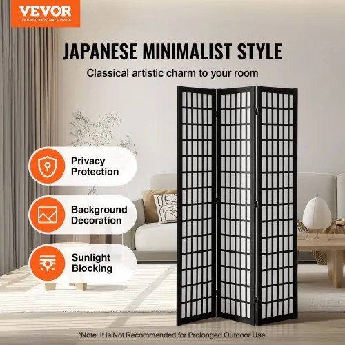 Oddělovač pokojů Japonský stěnový oddělovač 3 panelová zástěna pro oddělení místností
