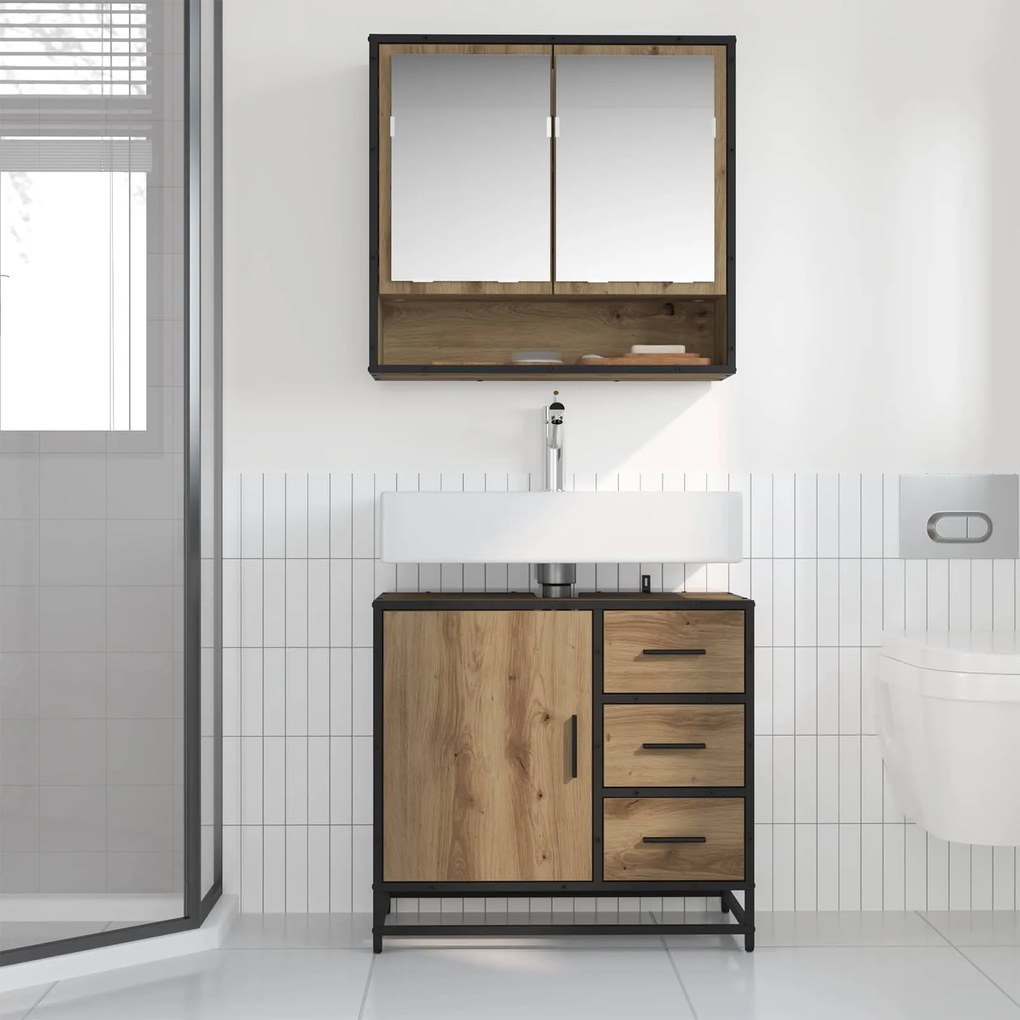 Sada koupelnového nábytku 2 ks Artisanový dub 65 x 33 x 60 cm 3402507