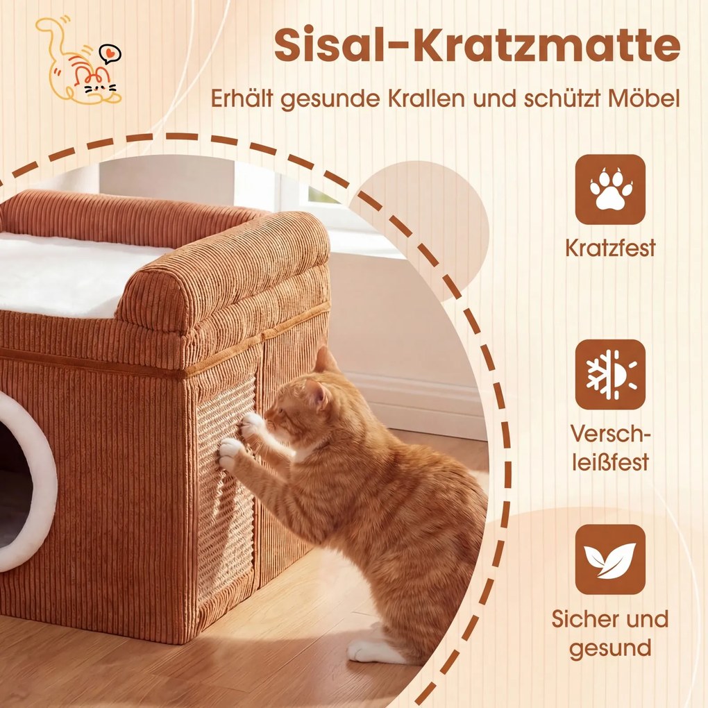 Costway Skládací domeček pro kočky se sisalovou škrabací podložkou