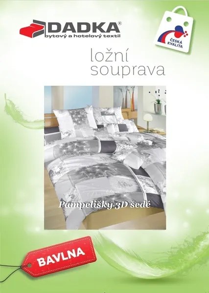 Dadka povlečení bavlna Pampelišky 3D šedé 140x200+70x90 cm