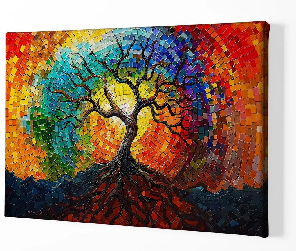 Obraz na plátně - Strom života Sluneční mozaika FeelHappy.cz Velikost obrazu: 60 x 40 cm