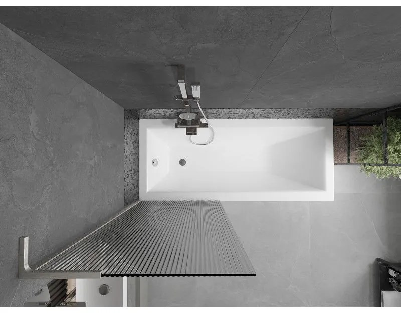 Mexen Next L, 1-křídlová vanová zástěna 70 x 150 cm, 6mm sklo s žebrovým vzorem, 6mm čiré sklo, profil broušená ocel, 895-070-000-03-09-97