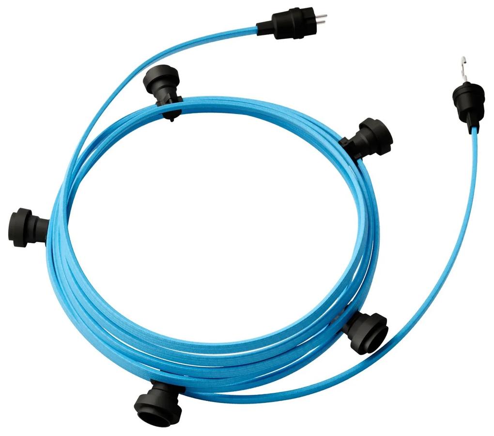 creative cables Hotový světelný řetěz LUMET 7,5 m je sestavený z 5 černých objímek, háčku a zástrčky Barva kabelu: Zlatá - CM05