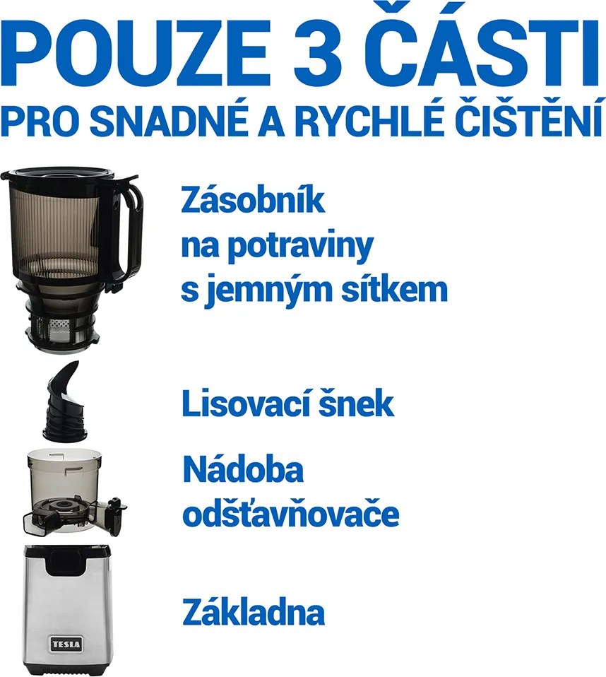 TESLA SlowJuicer SJ770 XXL Deluxe - nízkootáčkový šnekový odšťavňovač
