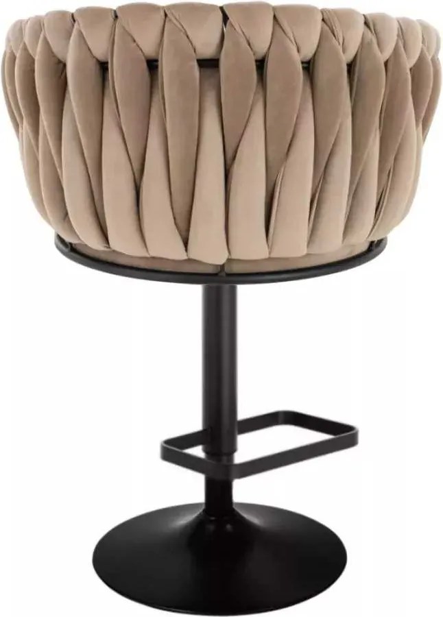 LuxuryForm DESIGN Barová židle NORDEN VELUR na černé kulaté podstavě - latte