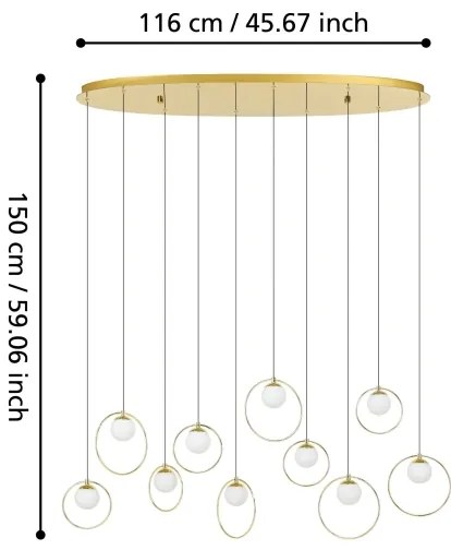 Eglo 390347 - LED Stmívatelný lustr na lanku PORTOCOLOM 10xLED/3W/230V zlatá
