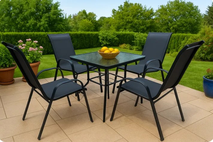 TRENDIE Sestava zahradního nábytku - 4 židle a stůl 80x80cm