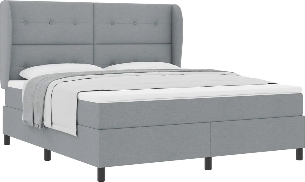 Postel s boxspringem s čelo Světle šedá 180 x 200 cm textil 3340578