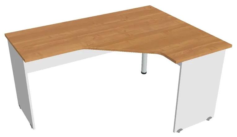 Stůl ergo levý 160*120 cm - Hobis Gate GEV 60 L Dekor stolové desky: olše, Dekor lamino podnože: bílá, Barva nohy: stříbrná